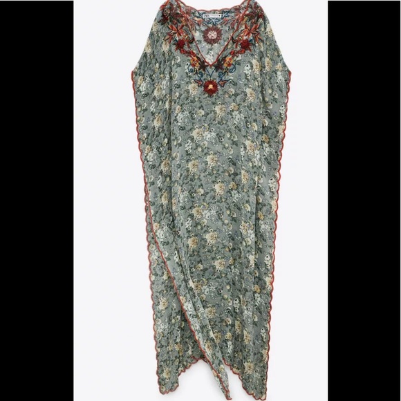 Zara | Dresses | Zara New Printed Tunic Embroidered Dress Size Xsmall ...
